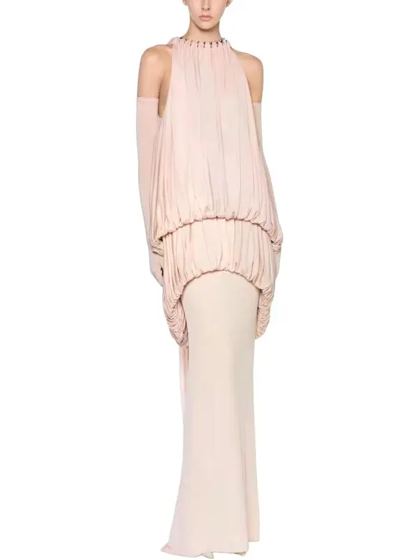 CHATS BY C.DAM Mayer Draped-bodice Metal-hardware Maxi Dress - Pink
