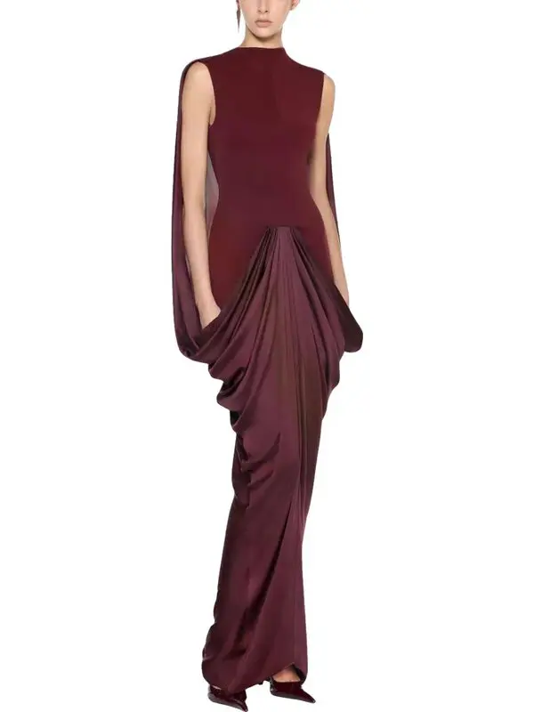 CHATS BY C.DAM Lynn Draped Straight-cut Maxi Dress - Red