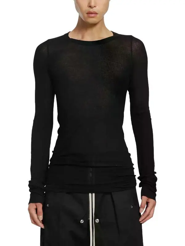 Rick Owens Tower Ribbed-knit Long-sleeve T-shirt - Black