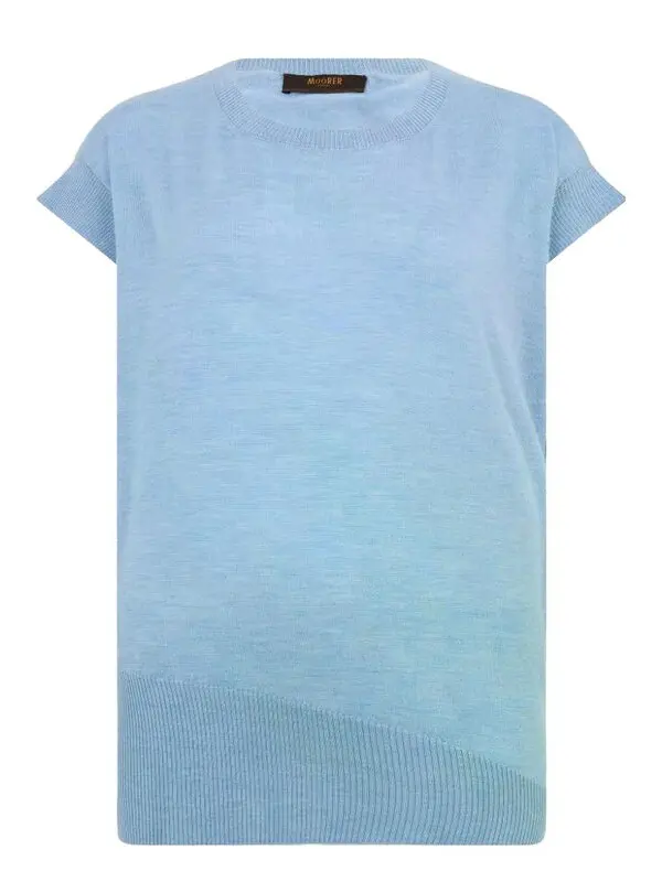 MOORER Short-sleeve Cashmere Sweater - Blue
