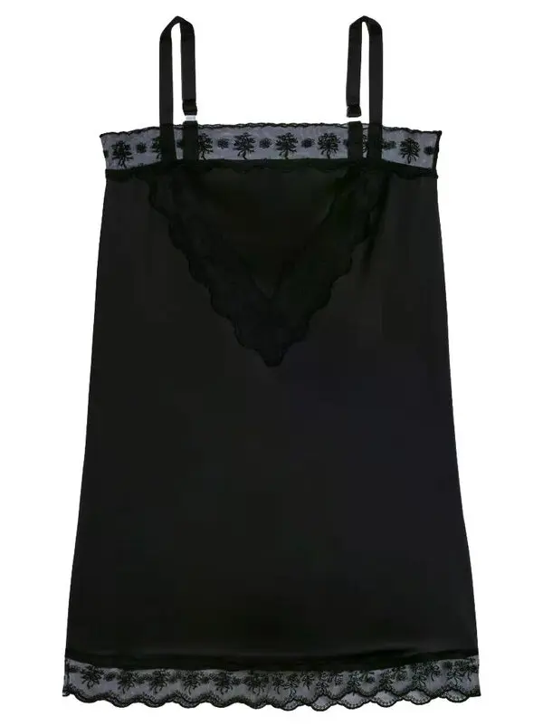 Simone Rocha Square Neck Lace Trim Dress - Black