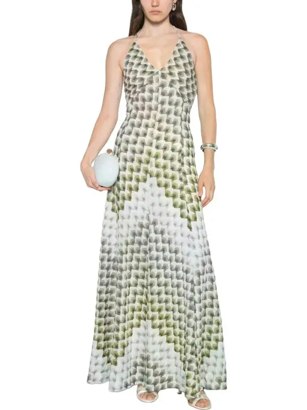 Missoni Geometric Print Halterneck Maxi Dress - Green