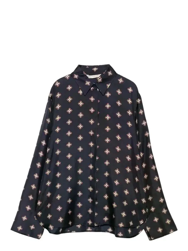 Max Mara Disco Silk Geometric Print Shirt - Blue
