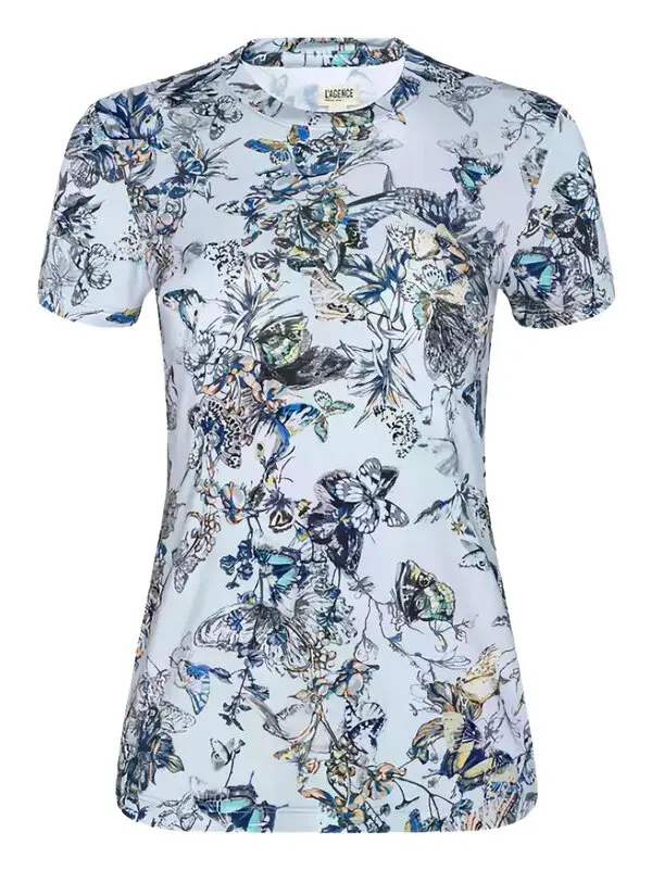 L'Agence Butterfly Print T-shirt - Grey