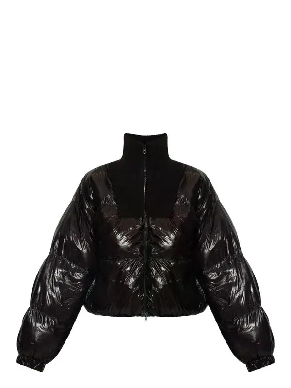 DIESEL® High-neck Puffer Jacket With Glossy Finish - Black