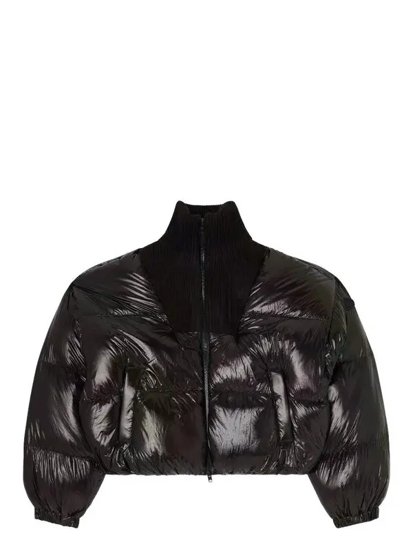 DIESEL® High-neck Puffer Jacket With Glossy Finish - Black