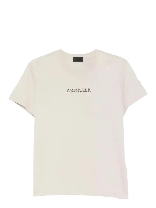 Moncler Crewneck T-shirt With Logo Detail - Neutrals