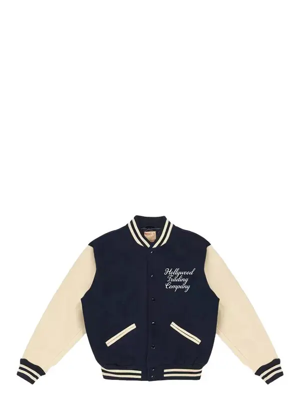 HTC LOS ANGELES Embroidered Logo Varsity Jacket - Blue