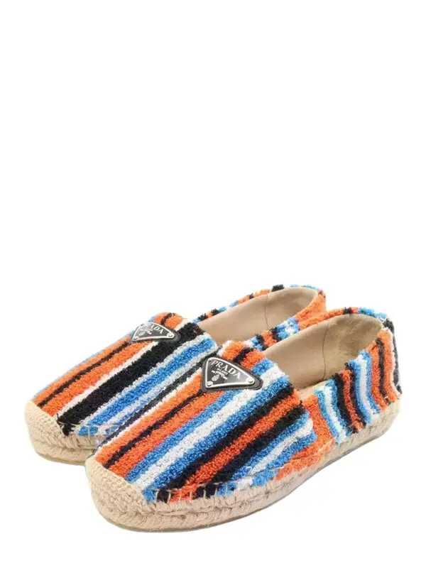 Prada Striped Terry Cloth Espadrilles - Orange