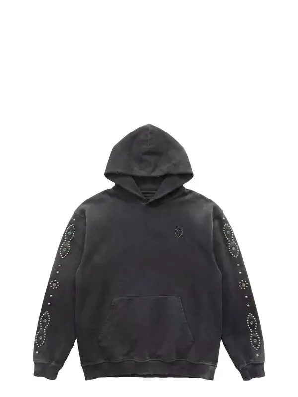 HTC LOS ANGELES Studded Distressed Hoodie - Black