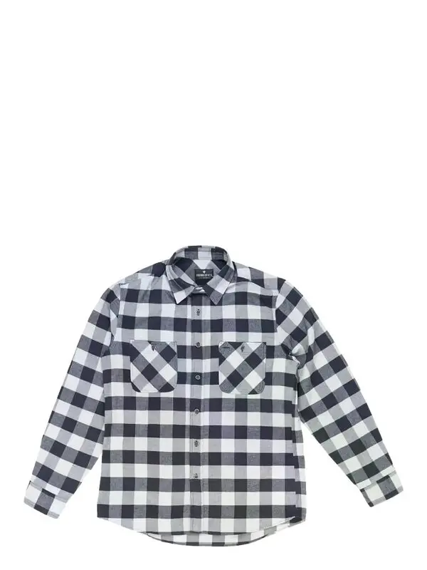 HTC LOS ANGELES Check Pattern Logo Print Shirt - Grey