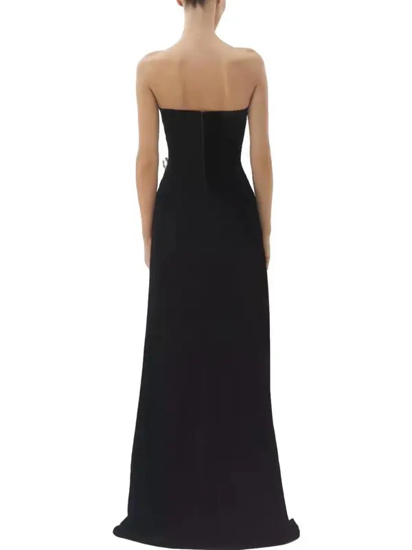 ADAMARIS Crystal-embellished Strapless Velvet Maxi Dress - Black