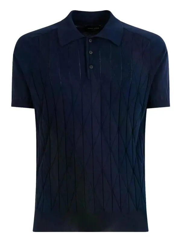 ROBERTO COLLINA Diamond-pattern Polo Shirt - Blue