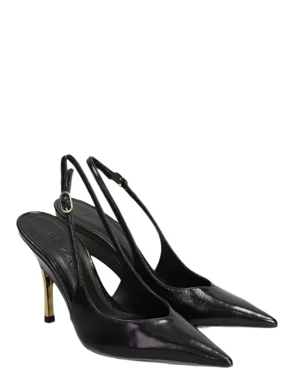 AREZZO Slingback Pointed-toe Pumps With Gold-tone Heel - Black