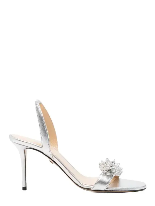 Mach & Mach Crystal-embellished Leather Slingback Sandals - Silver