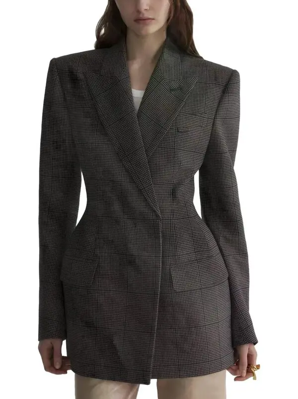 MUGLER Ink And Taupe Check Stockman Jacket - Brown
