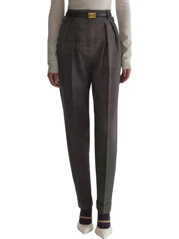 MUGLER Houndstooth Check Tailored Trousers - Grey