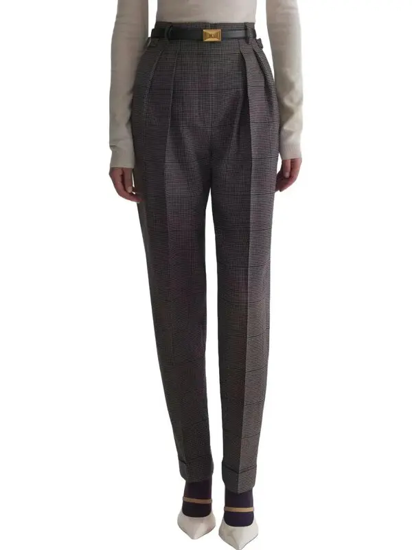 MUGLER Houndstooth Check Tailored Trousers - Grey