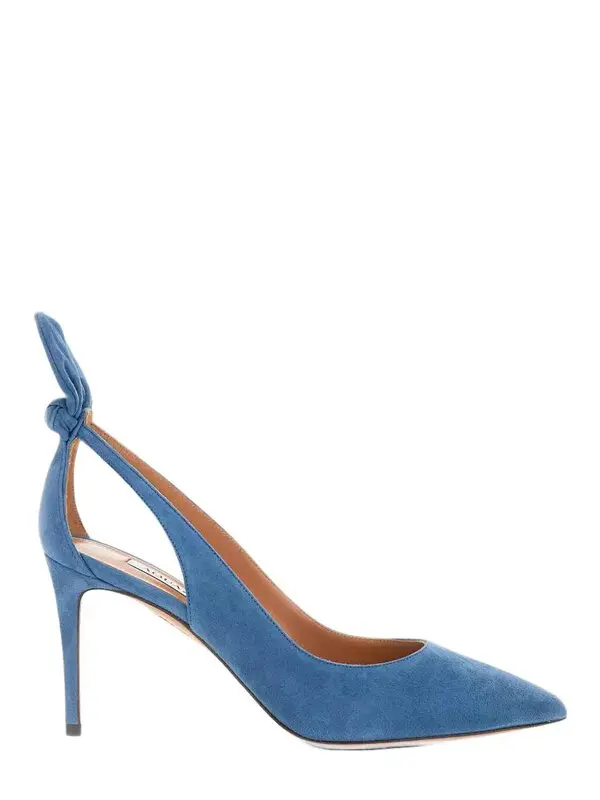 AQUAZZURA Bow-detail Stiletto Pointed-toe Mules - Blue