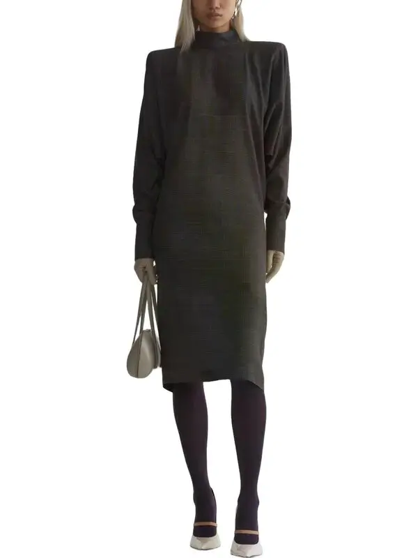 MUGLER Midi Dress With Batwing Sleeves And Embroidered Logo - Brown