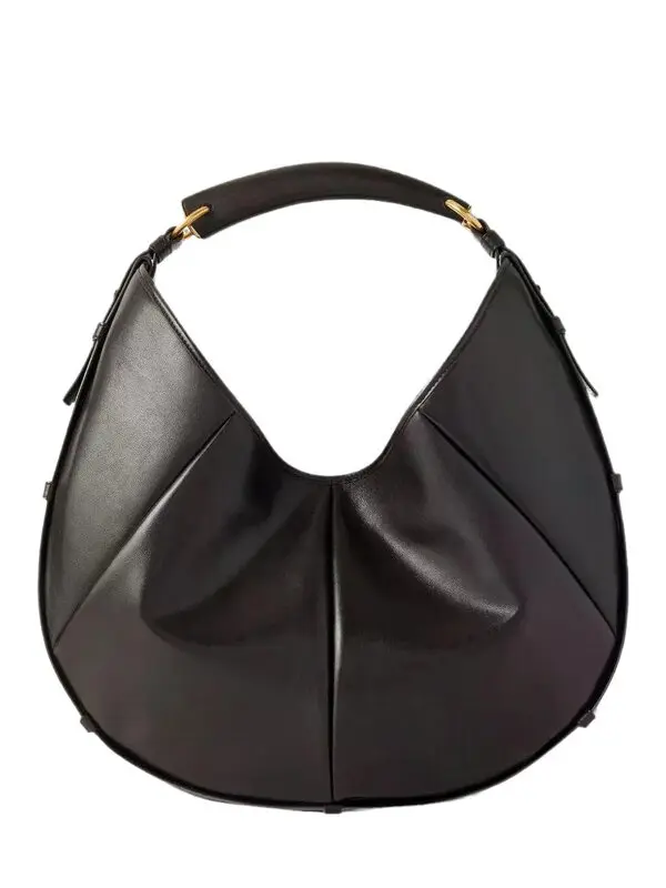 Saint Laurent Mombasa Pleated Leather Tote Bag - Black