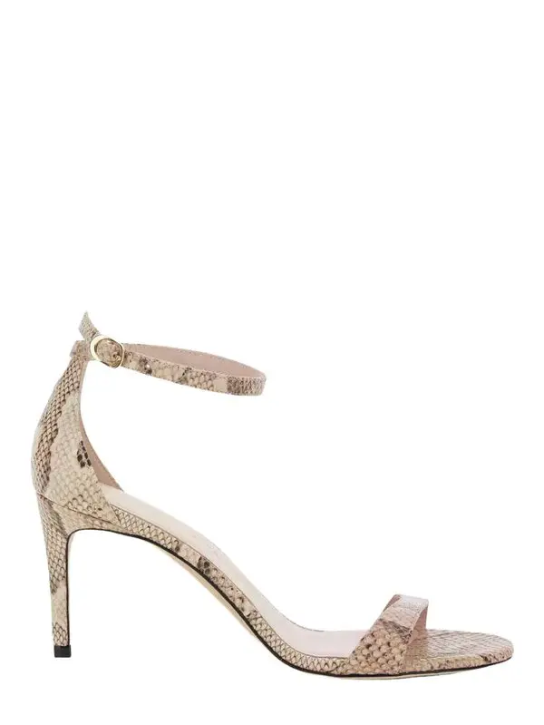 STUART WEITZMAN Snakeskin Effect Stiletto Heeled Sandals - Neutrals