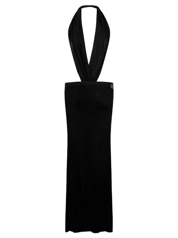 Dsquared2 Deep-cut Shiny Viscose Jersey Maxi Dress - Black