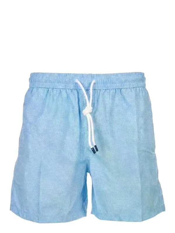 Fedeli Micro-dot Print Swim Shorts - Blue