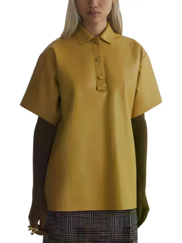 MUGLER Leather Polo Shirt - Yellow