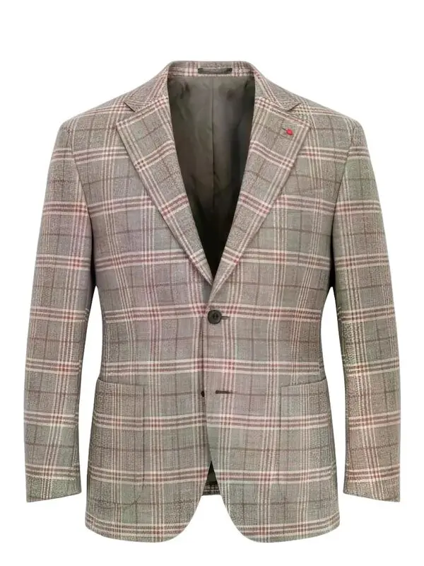 Isaia Check-pattern Notched-lapels Blazer - Brown