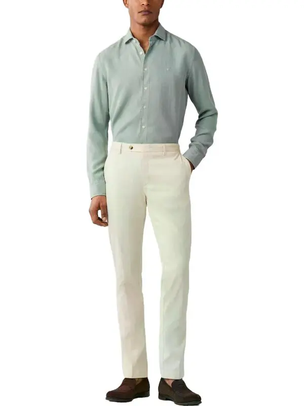 HACKETT LONDON Garment-dyed Textured Cotton Shirt - Green