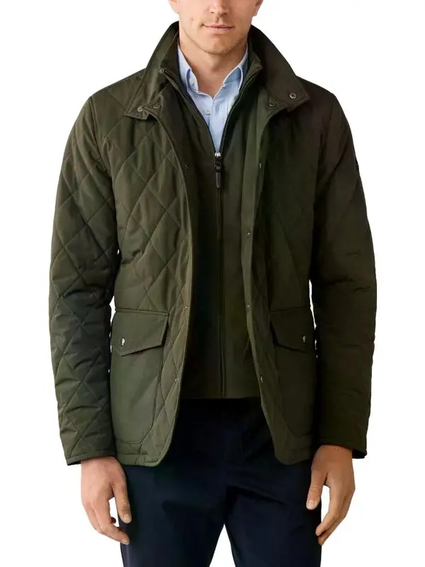 HACKETT LONDON Diamond Quilted High-neck Jacket - Green