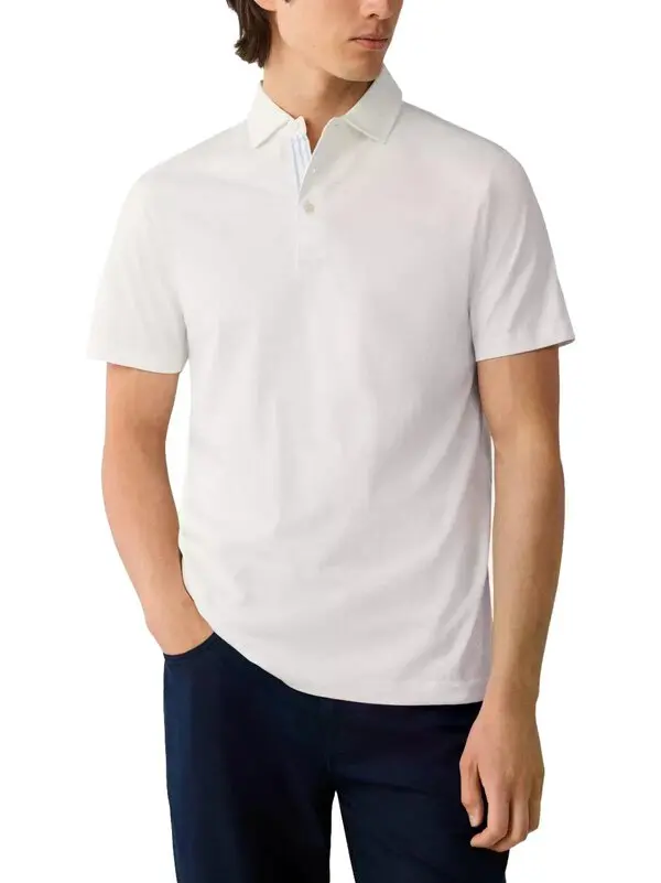 HACKETT LONDON Woven-trim Jersey Polo Shirt - White