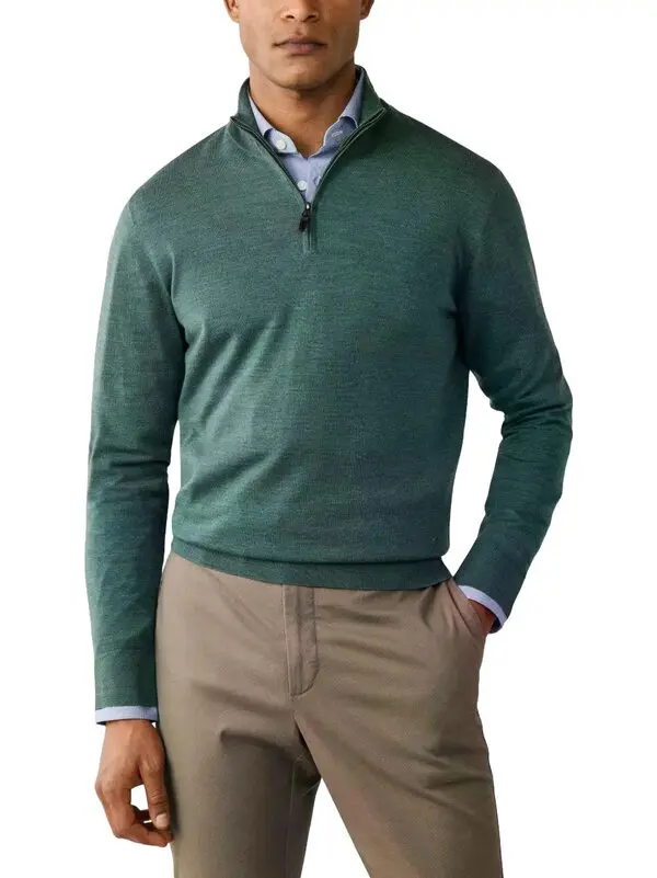 HACKETT LONDON Merino Quarter-zip Sweater - Green