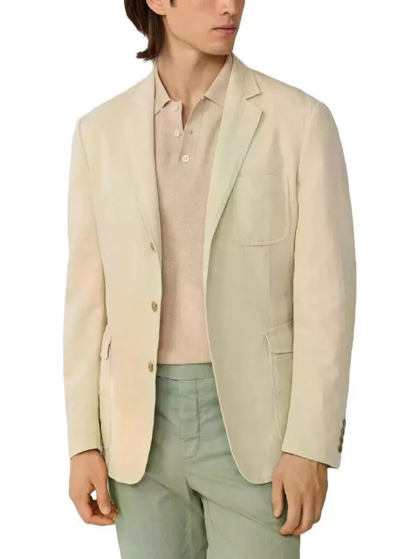 HACKETT LONDON Patch-pocket Single-breasted Blazer - Neutrals