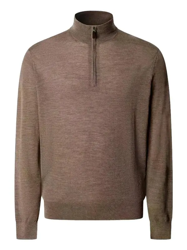 HACKETT LONDON Wool Quarter-zip Sweater - Brown