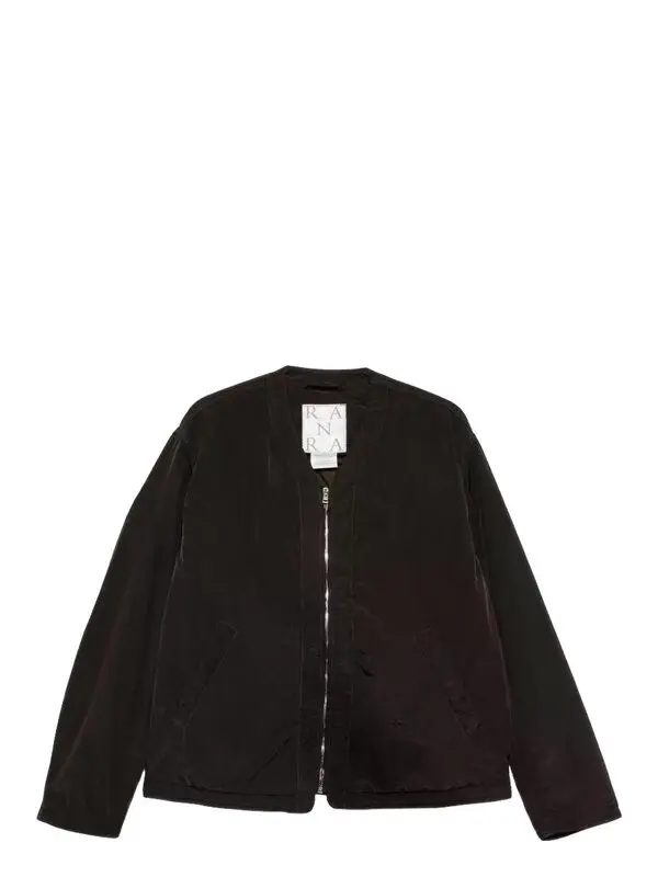 RANRA Logo Embroidered Zip-up Jacket - Black
