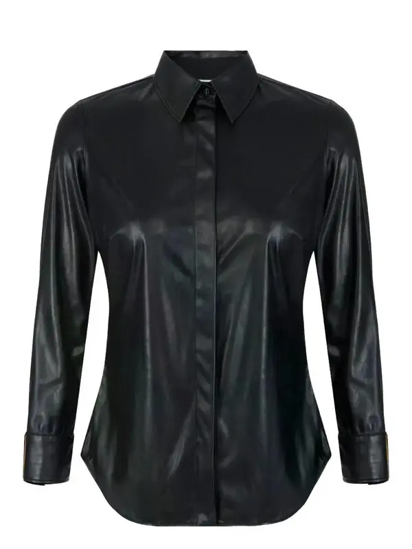 Elisabetta Franchi Logo Plaque Leather-effect Shirt - Black