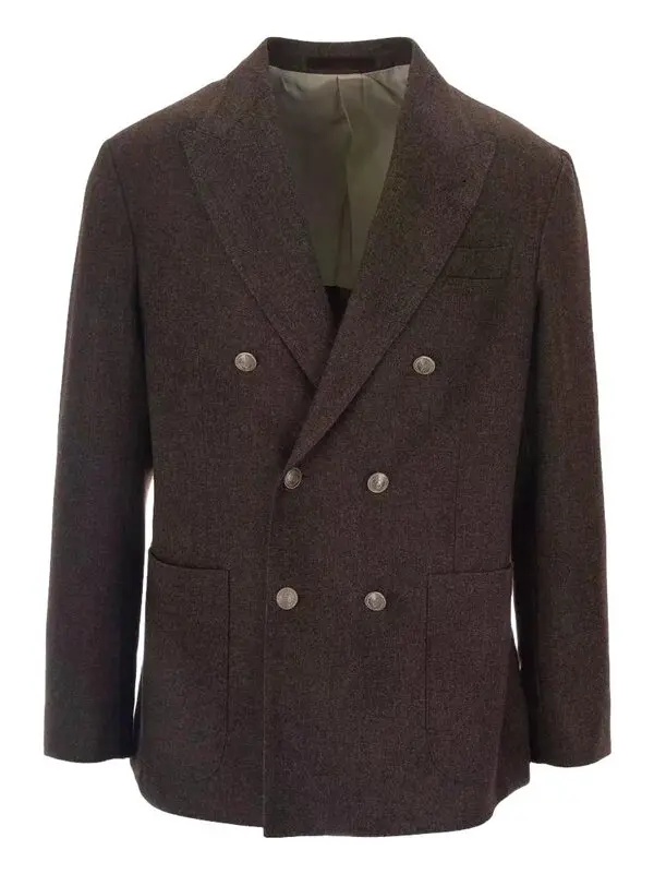 Eleventy Double-breasted Blazer - Brown