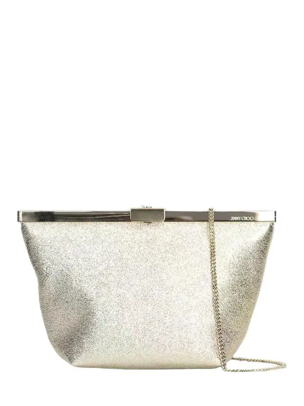 JIMMY CHOO Glitter-effect Frame Clutch Bag - Silver