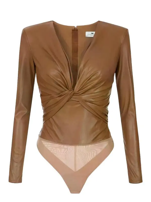 Elisabetta Franchi Bodysuit With Knot Detailing - Brown