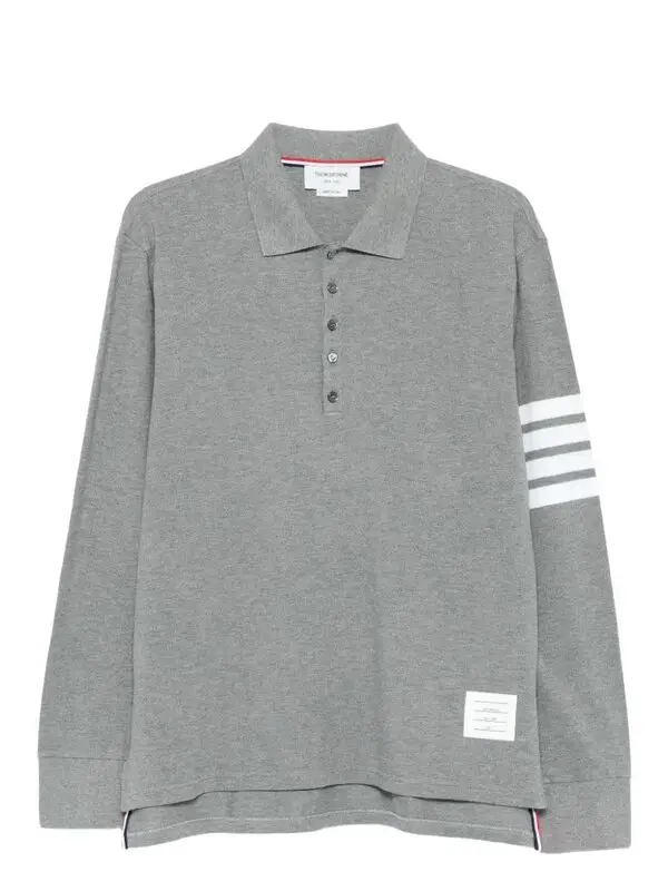 Thom Browne Long-sleeved Polo Shirt - Grey