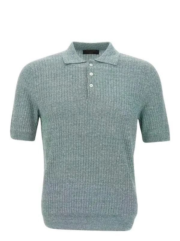 GRAN SASSO Ribbed-knit Polo Shirt - Green