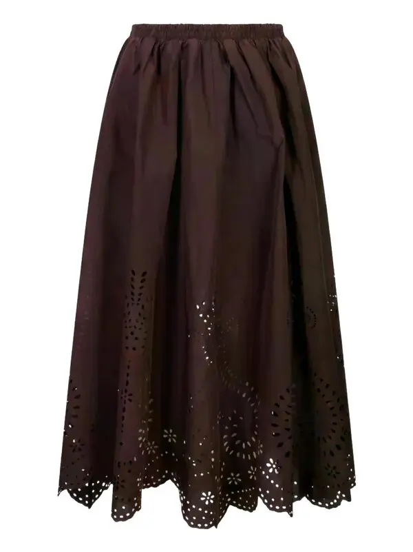 MEIMEIJ Broderie Anglaise Flared Skirt - Brown