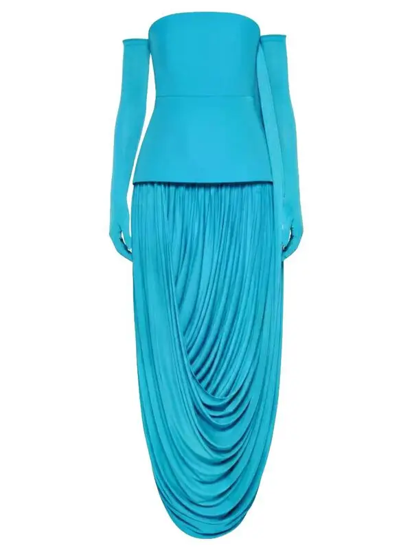 CHATS BY C.DAM Draped Tube Maxi Dress - Blue
