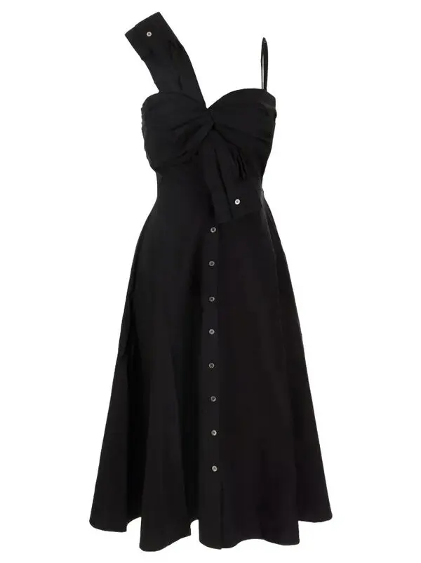 Viktor & Rolf Asymmetrical Neckline Sleeveless Midi Dress - Black