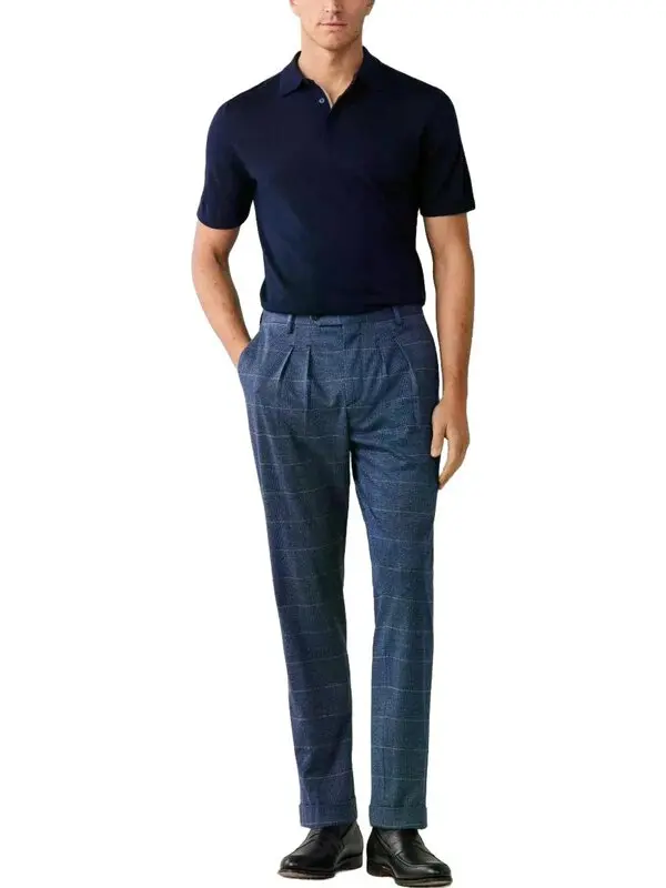 HACKETT LONDON Short-sleeve Knit Polo Shirt - Blue