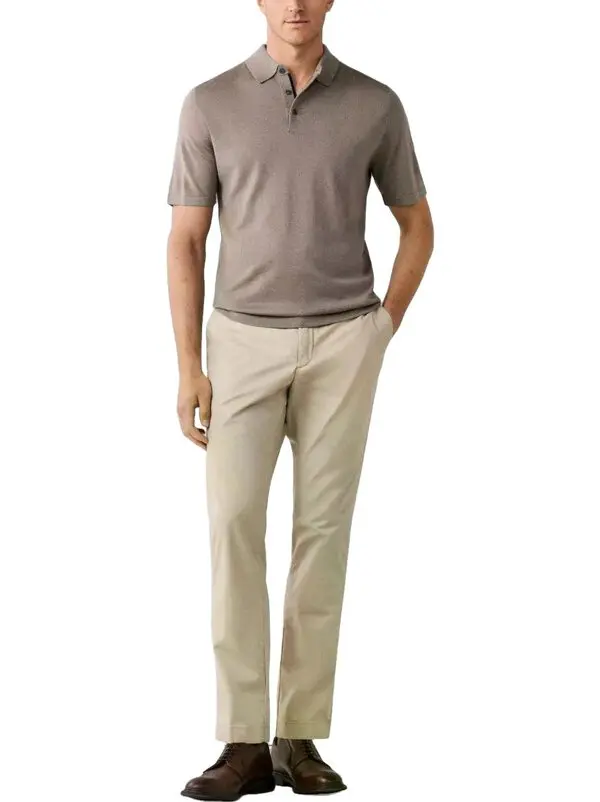 HACKETT LONDON Knit Short-sleeve Polo Shirt - Grey