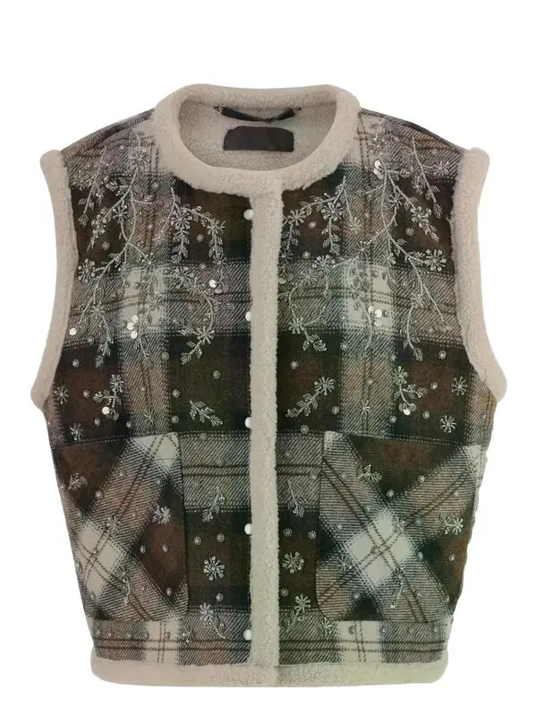 Stella McCartney Embellished Check Vest - Brown