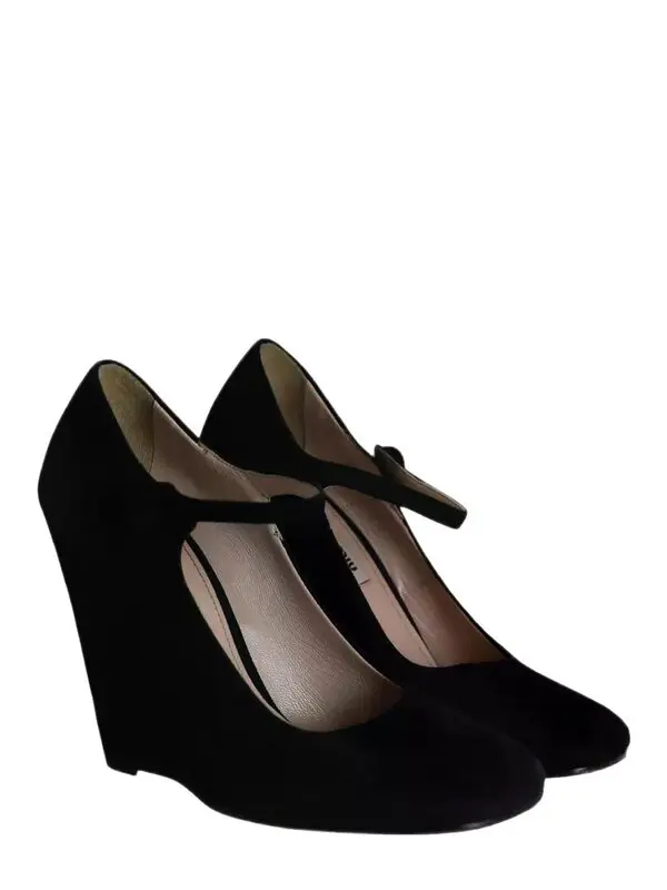 Miu Miu Suede Wedge Pumps - Black
